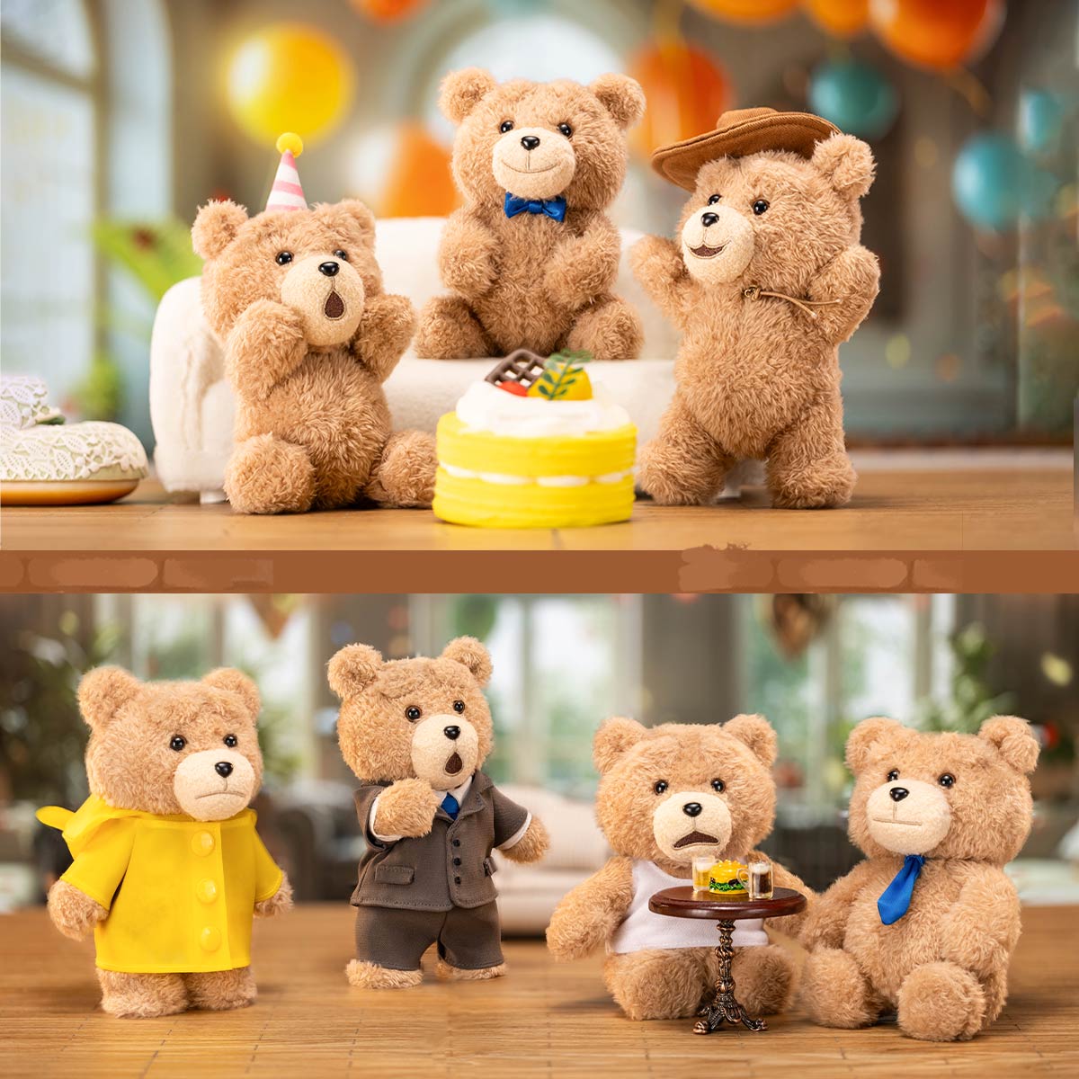 POP MART Ted2 Teddy Bear Action Plush Pendant Blind Box Whole Set